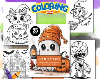 Spooky Fun Halloween Coloring Pages for Kids 25 Printable Pages of ...