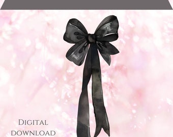 Dark Coquette Vintage Black Ribbon Bow PNG Digital Download ...