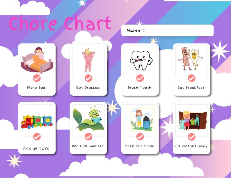 Kids Printable Chore Chart - Etsy