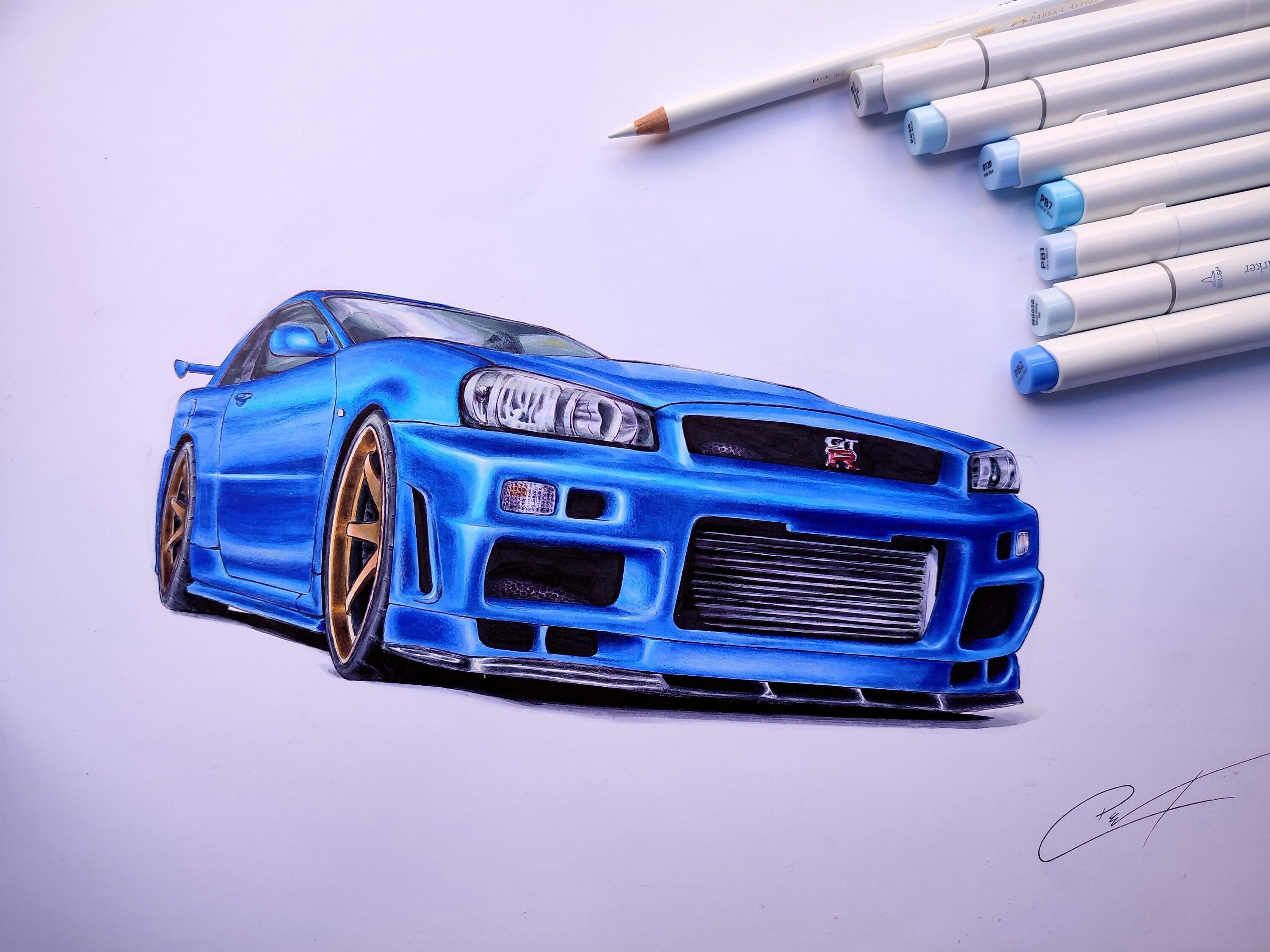 Custom Drawing of Your Own Beloved Car/motorcycle. Drawing Done in ...