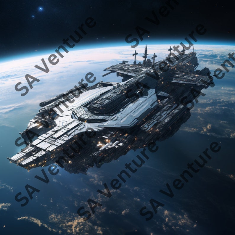 Space Aircraft, Cruising Through Space, Digital Art, PNG File, Instant ...
