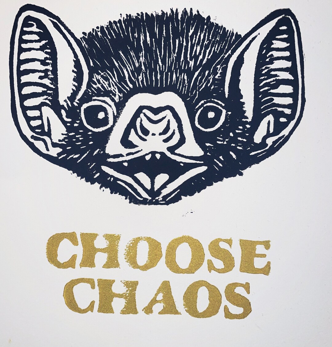 Choose Chaos Bat Block Print - Etsy