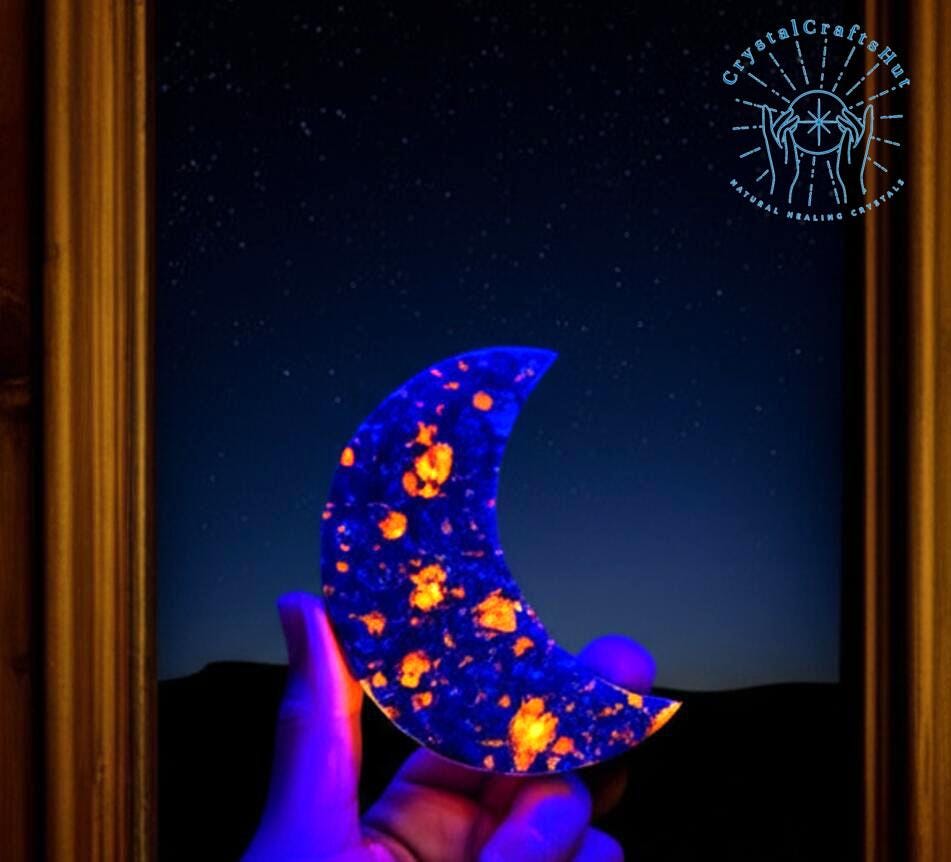 Yooperlite Moon Crystal - UV Reactive Energy Stone, Home Decor Custom ...