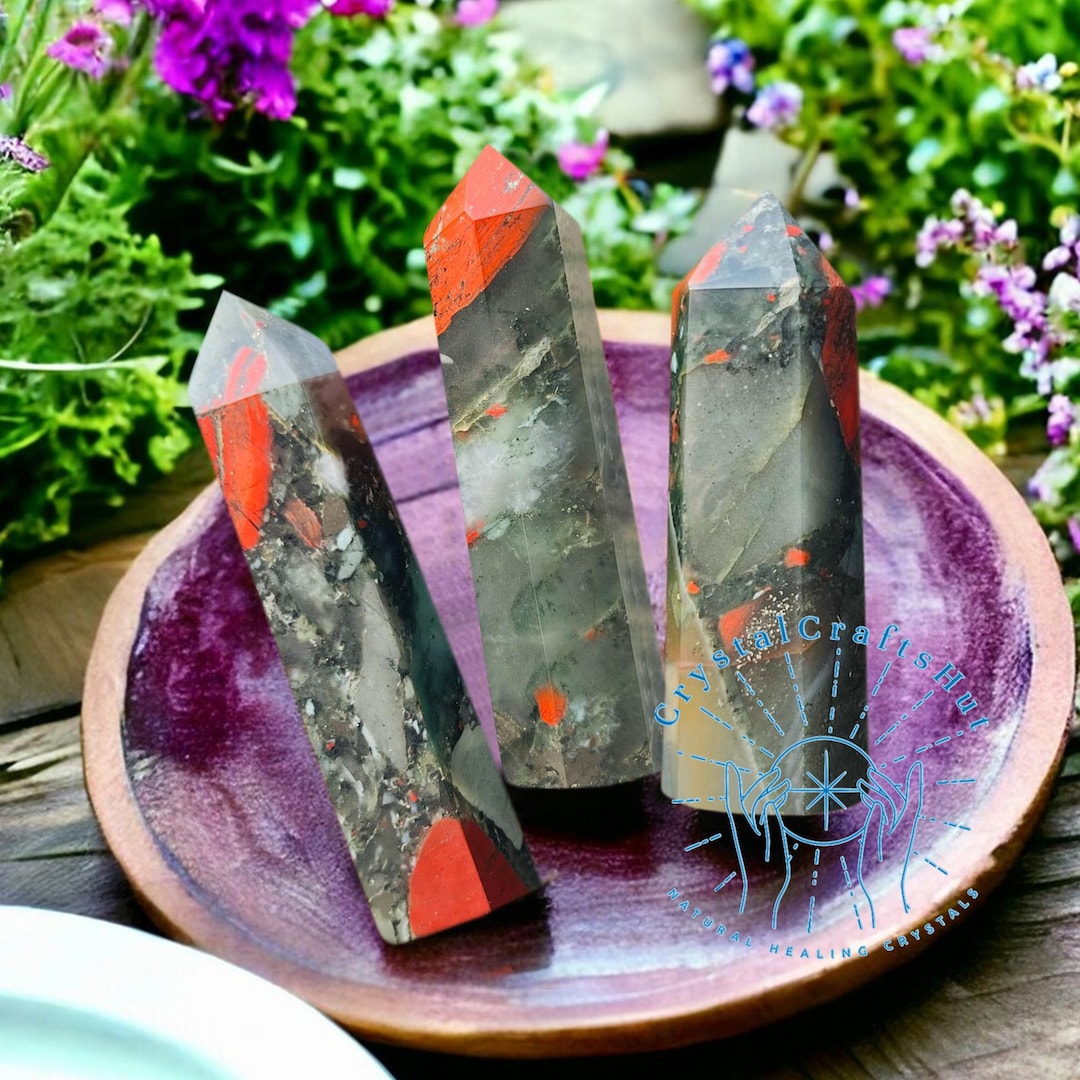 Natural Dragon Bloodstone Stone Tower Obelisk Wand, Dragon Bloodstone ...