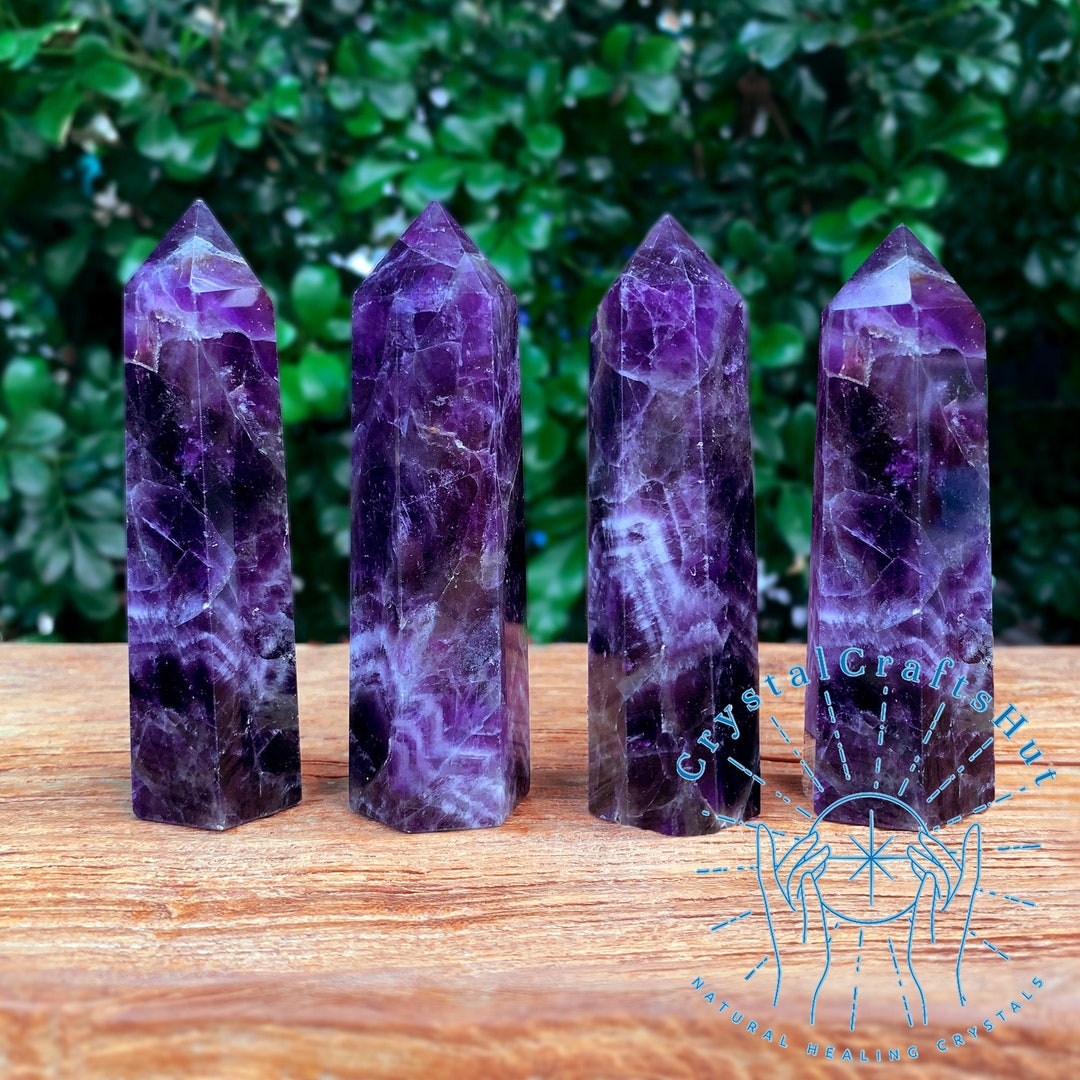 Natural Chevron Amethyst Crystal Point Tower AAA+ Amethyst Quartz ...