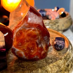 Raw Carnelian Flame Shaped Crystal AAA Natural Large Rose Quartz Fire ...