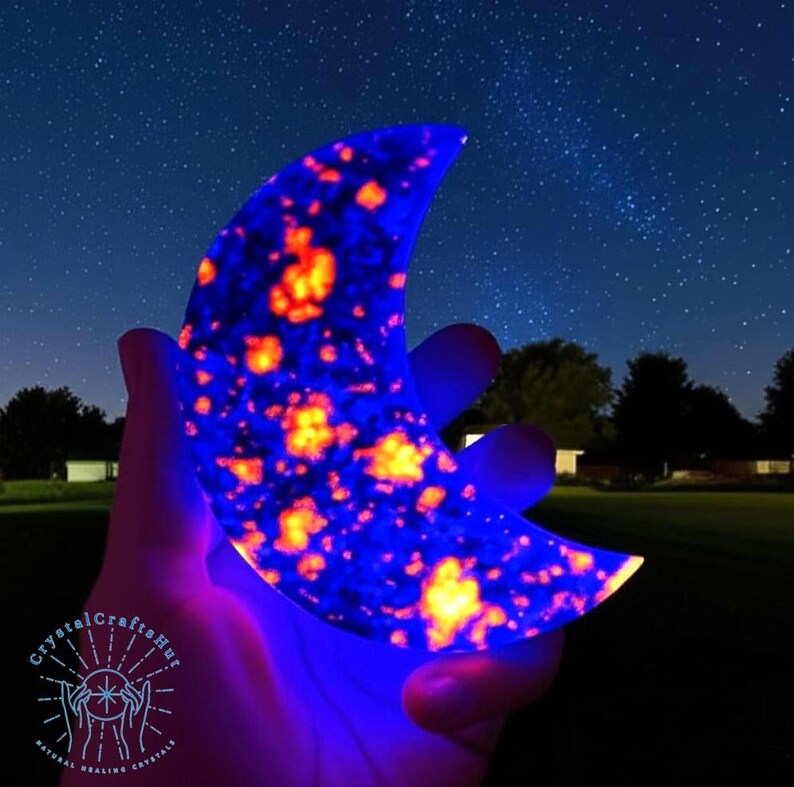 Yooperlite Moon Crystal - UV Reactive Energy Stone, Home Decor Custom ...