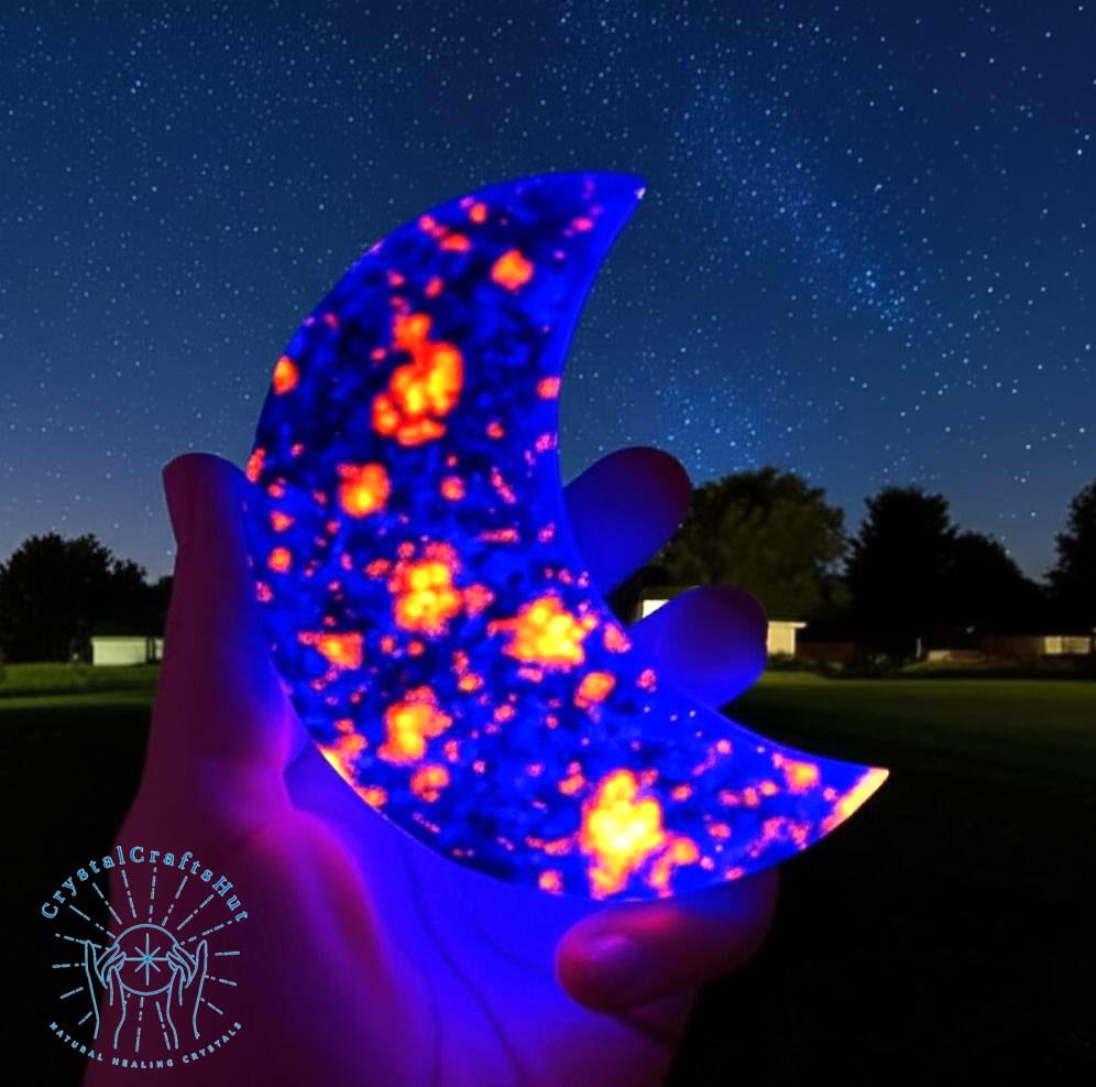 Yooperlite Moon Crystal - UV Reactive Energy Stone, Home Decor Custom ...