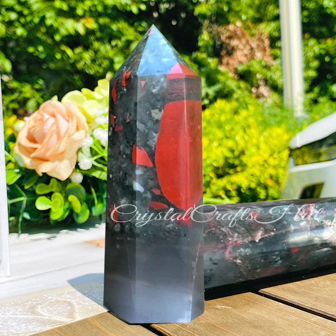 Natural Dragon Bloodstone Stone Tower Obelisk Wand, Dragon Bloodstone ...
