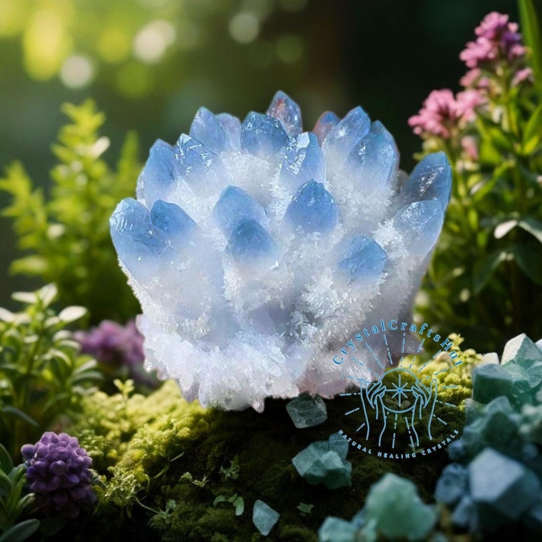 Rare Raw Blue Quartz Cluster Flower Rough Geode Quartz Cluster Rock ...