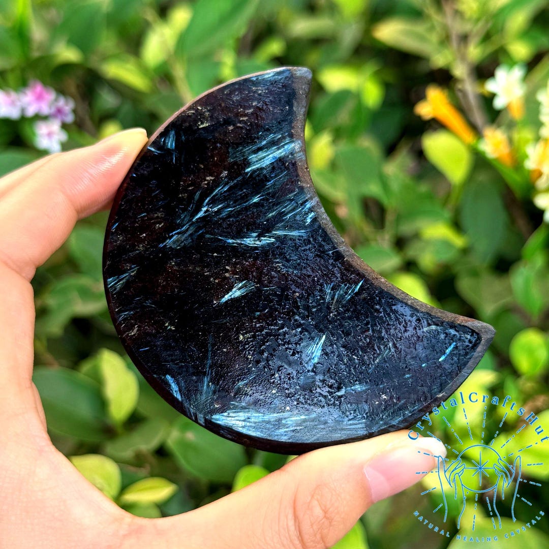 Arfvedsonite Crystal Moon, Mineral Specimen Blue Arfvedsonite Moon for ...
