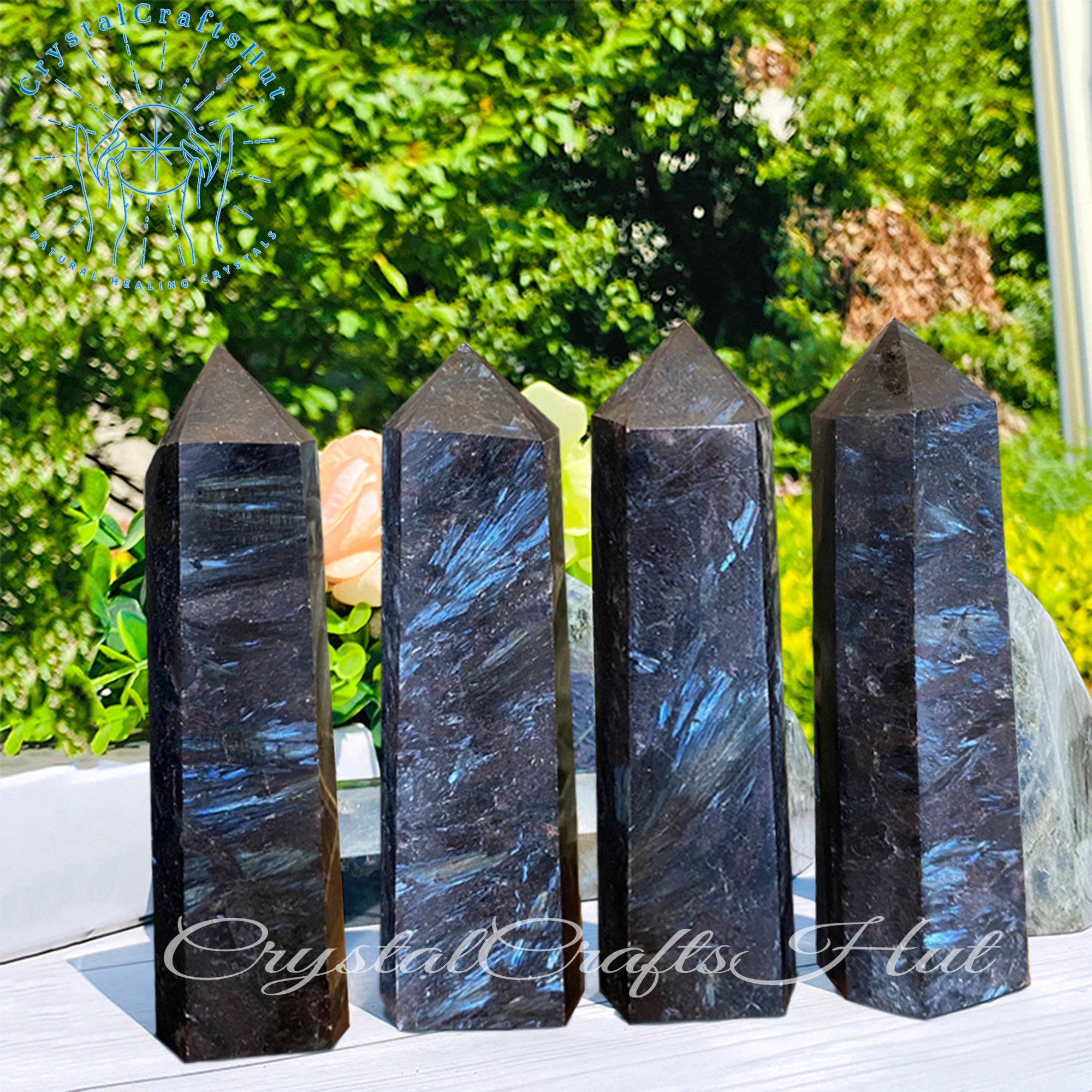 Natural Arfvedsonite Gemstone Tower Wand Point -AAA Arfvedsonite ...