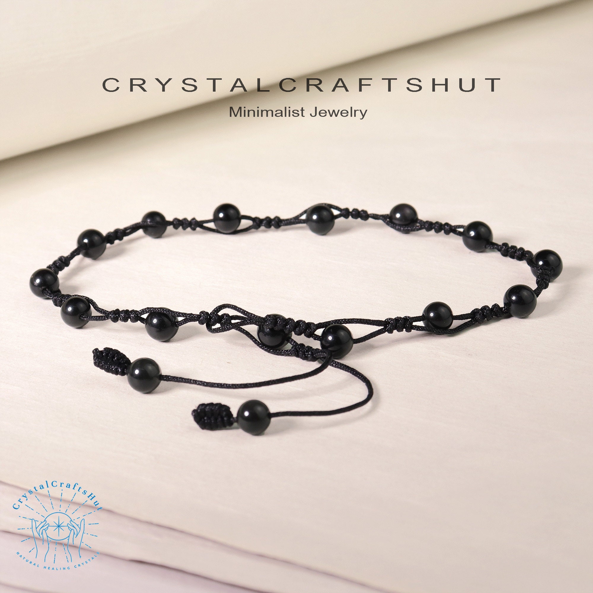 Black Obsidian Minimalist Anklet, 4mm Gemstone Beaded Ankle Bracelet ...