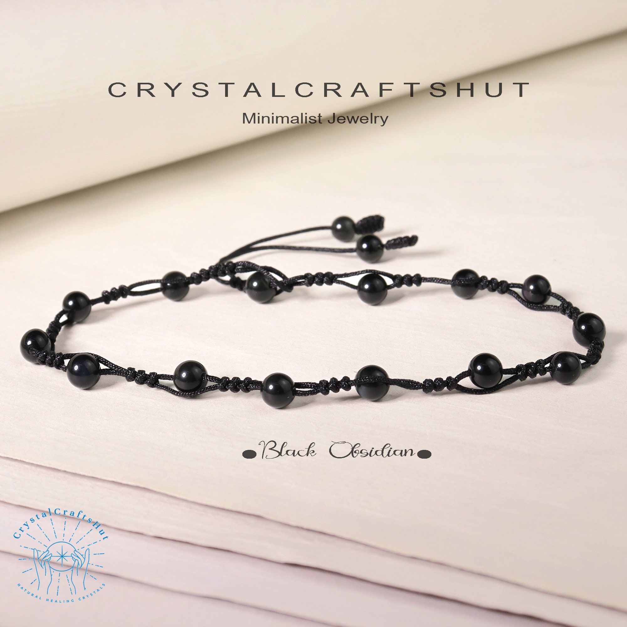 Black Obsidian Minimalist Anklet, 4mm Gemstone Beaded Ankle Bracelet ...