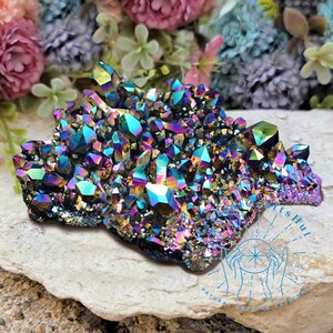 Raw Titanium Rainbow Aura Quartz Crystal Cluster | Heart of Steel ...