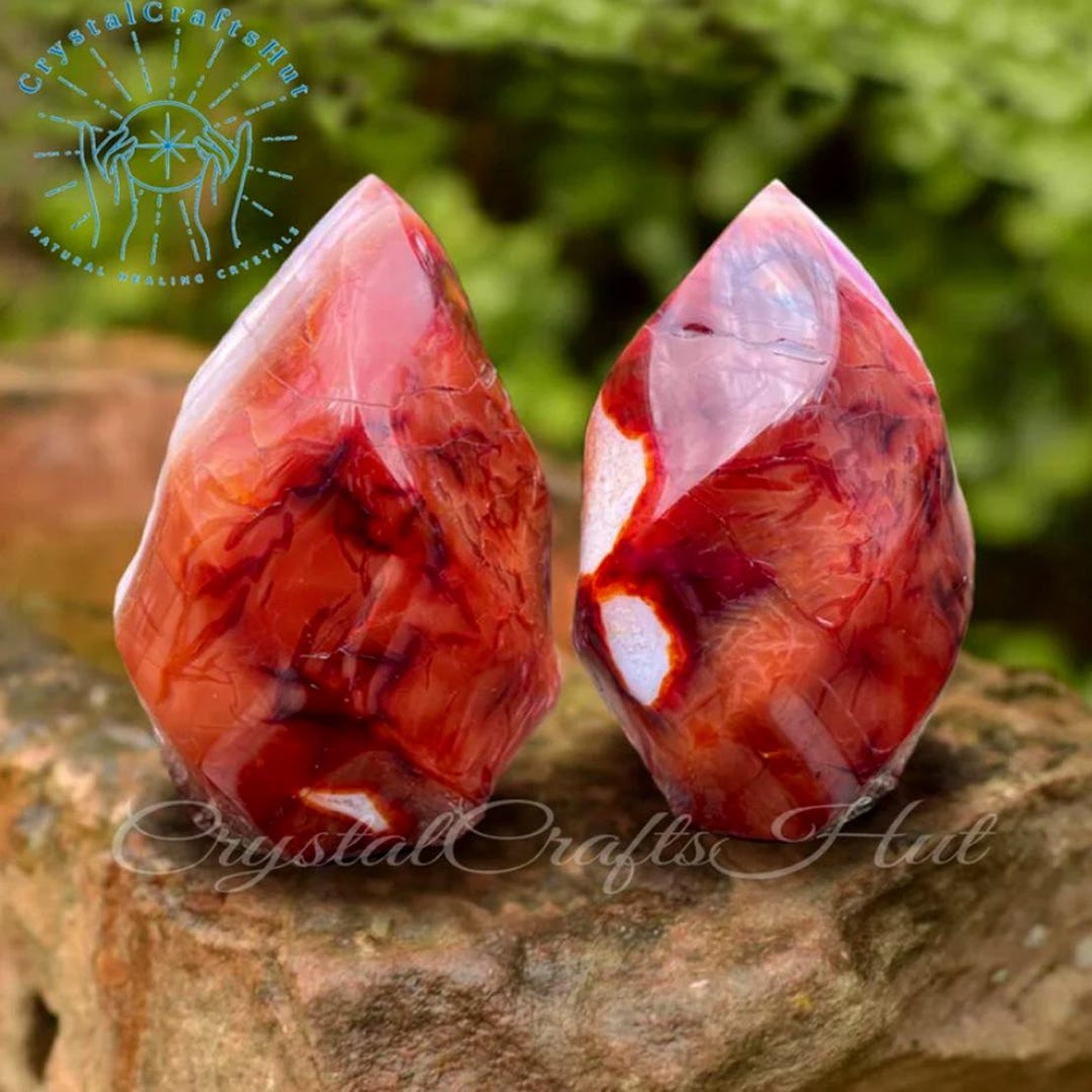 Raw Carnelian Flame Shaped Crystal AAA+ Natural Large Rose Quartz Fire Flame Carnelian Crystal ...