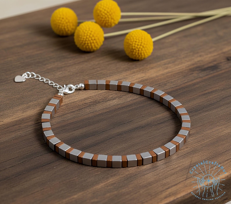 Handmade Men's Matte Hematite Bracelet | Gray & Bronze Gemstone Jewelry ...