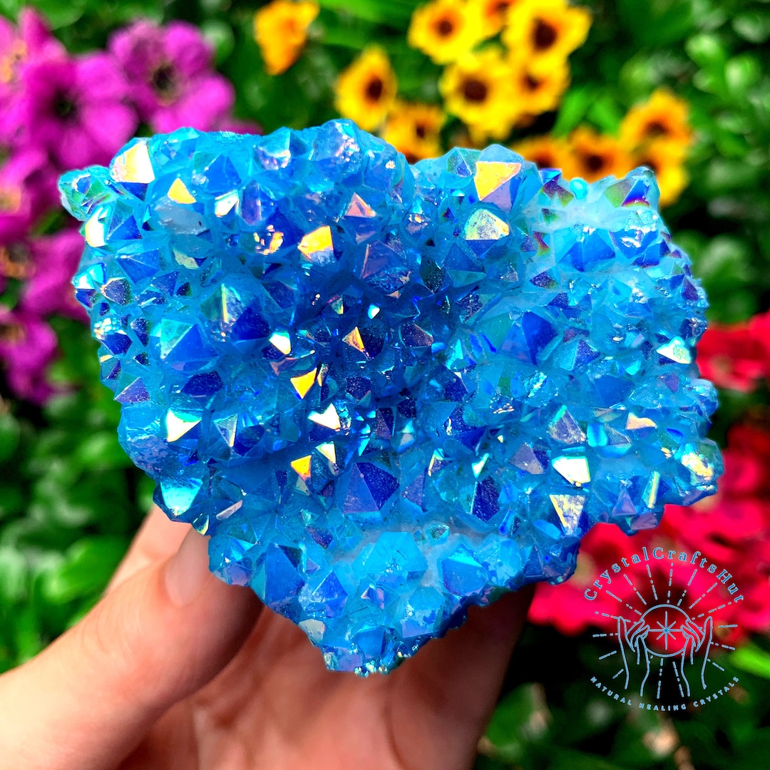 New Blue Aura Quartz Clusters Rough Crystal Blue Crystal Cluster for ...