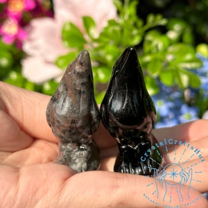 Natural Obsidian Crow Figurine Hand Carved Miniature Stone Animal ...