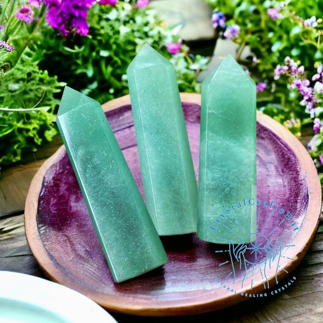 Green Aventurine Tower Point Wand, Natural Aventurine Gemstone Point ...