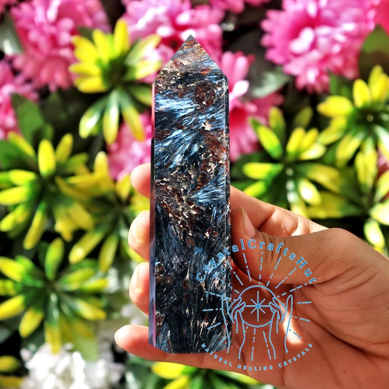 Natural Arfvedsonite Gemstone Tower Wand Point -AAA Arfvedsonite ...