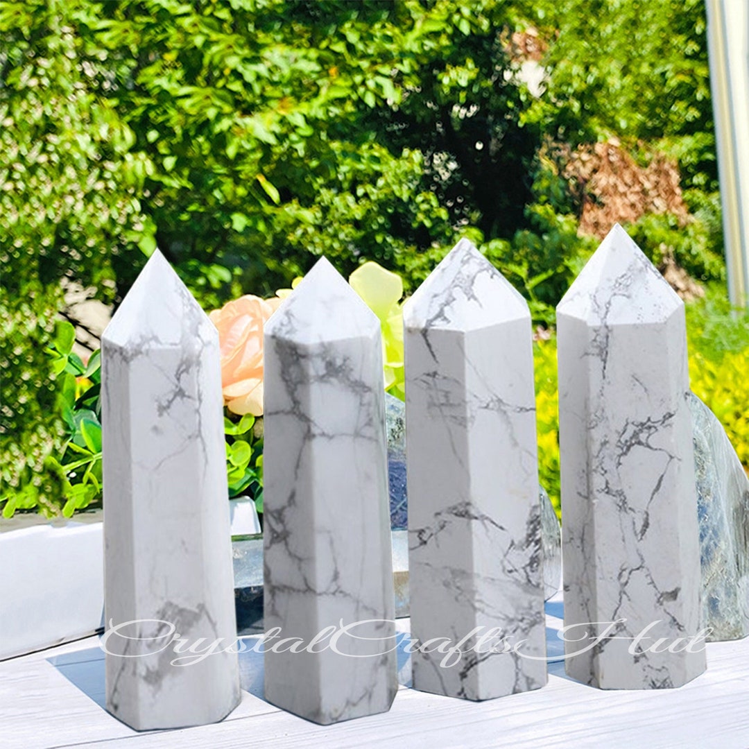 Natural Howlite Point Tower -white Gemstone Tower-howlite Obelisk Wand ...