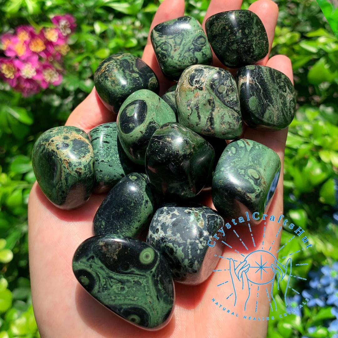 Raw Kambaba Jasper Stone AAA+ Rough Green Jasper Tumbled Stones Natural ...