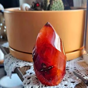 Raw Carnelian Flame Shaped Crystal AAA+ Natural Large Rose Quartz Fire ...