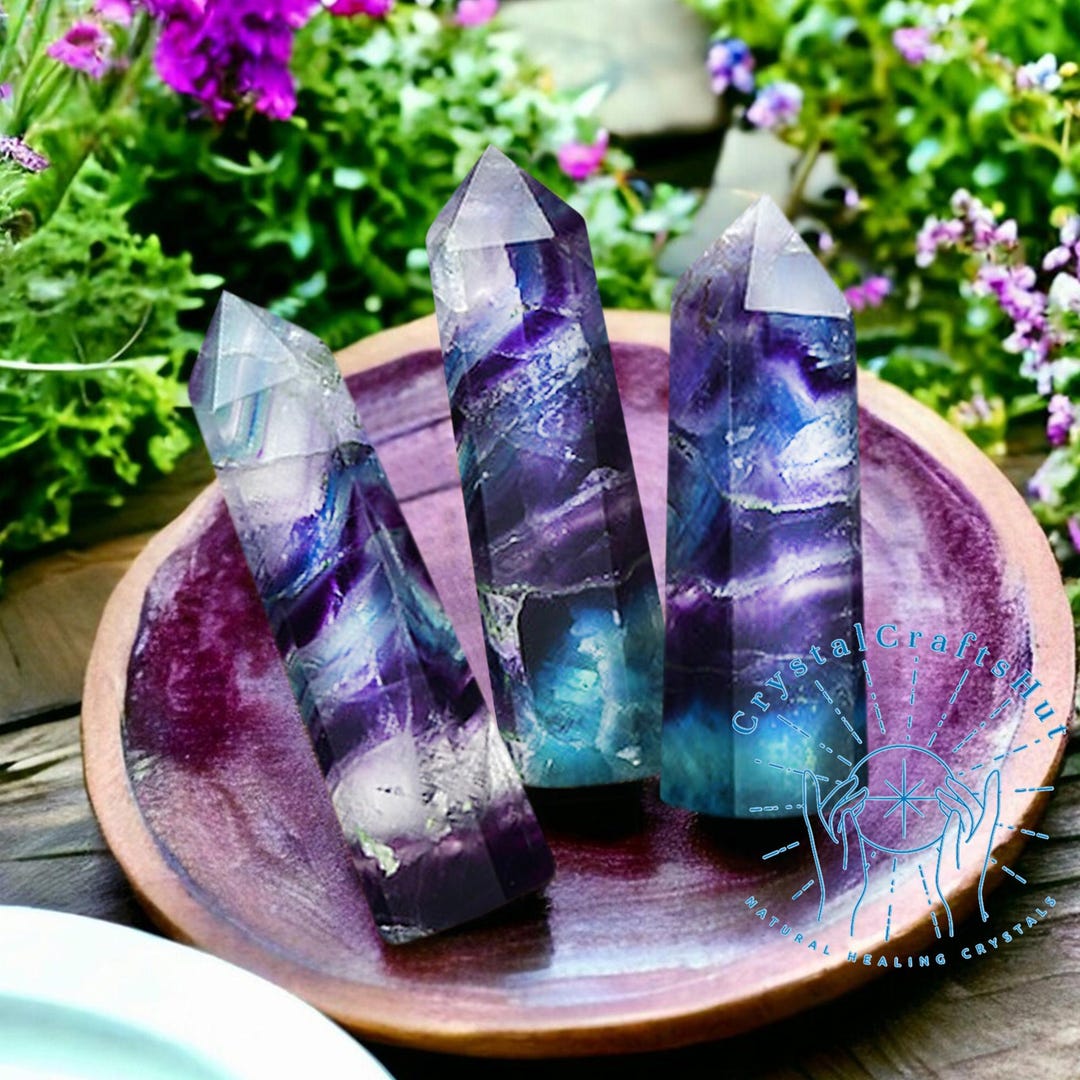 Rainbow Fluorite Crystal Tower, Fluorite Obelisk Wand, Rainbow Fluorite ...
