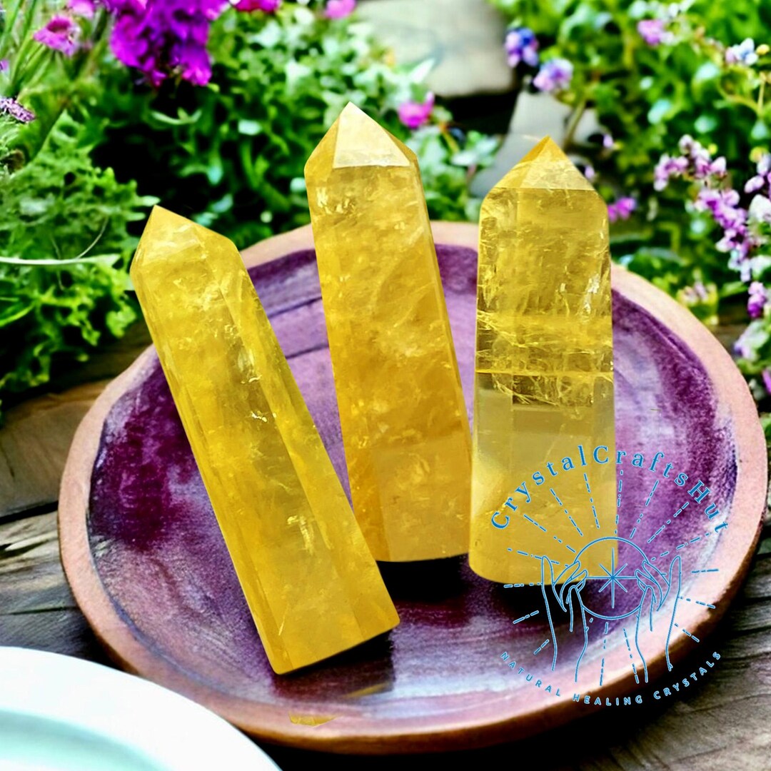 Natural Citrine Quartz Crystal Point Tower Yellow Crystal Citrine ...