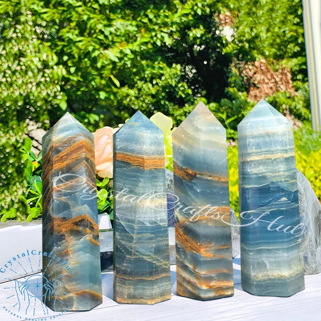 Natural Blue Onyx Tower Point, Polished Jasper Tower, Natural Blue ...