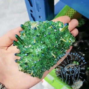 Green Geode Cluster Cluster Rough Geode Quartz Cluster Electroplated ...