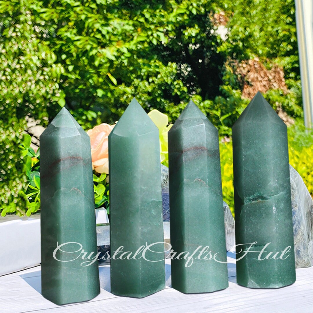 New Aventurine Gemstone Tower Point Green Aventurine Point Wand Chakra ...