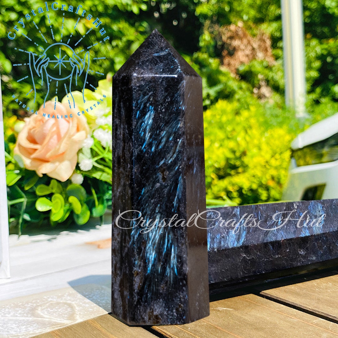 Natural Arfvedsonite Gemstone Tower Wand Point AAA Arfvedsonite Obelisk ...