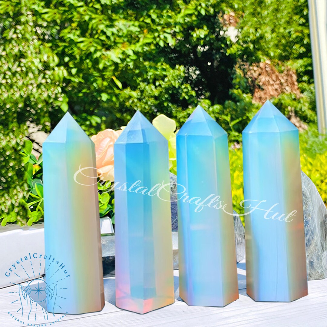 Blue Opalite Tower Point, Opalite Crystal Wand Obelisk, Opalite Crystal Point Obelisk Gemstone ...