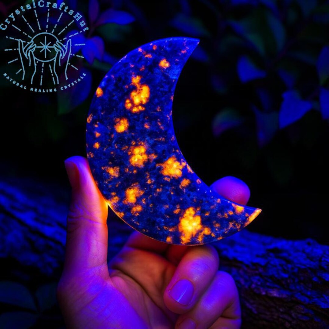 Yooperlite Moon Crystal - UV Reactive Energy Stone, Home Decor Custom ...