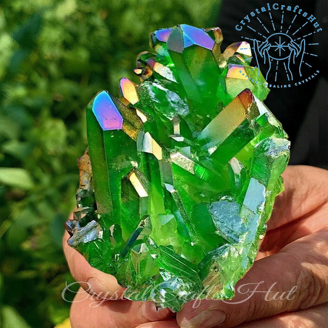 Green Geode Cluster Cluster Rough Geode Quartz Cluster Electroplated ...