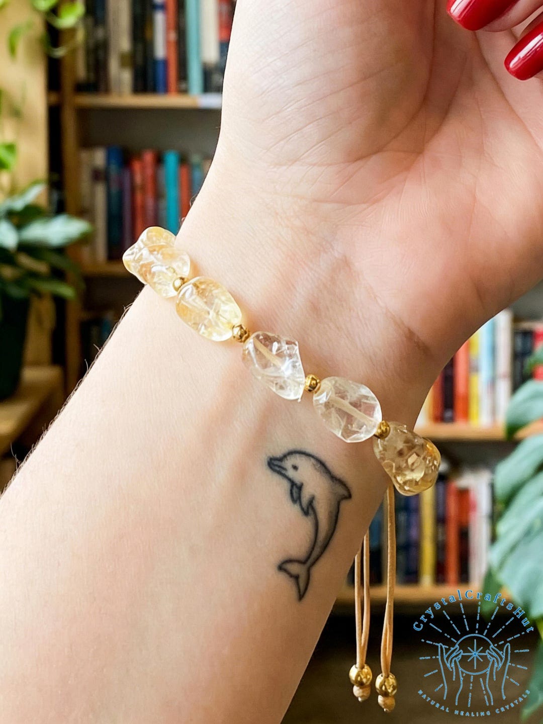 Raw Citrine Crystal Bracelet, Triple Protection Gemstone, 5mm Irregular ...