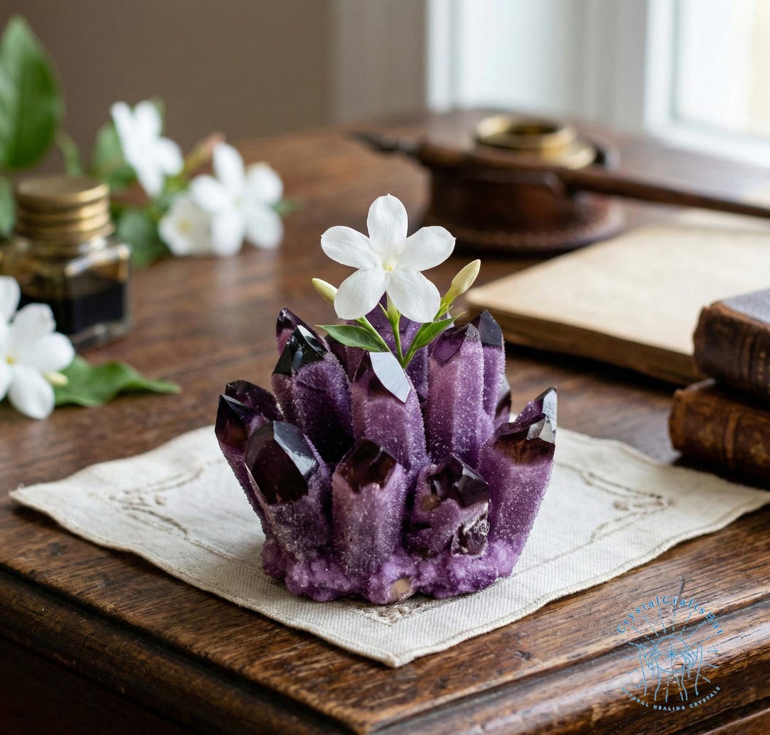 Dark Purple Amethyst Cluster Geode | Raw Phantom Quartz Tower | Unique ...