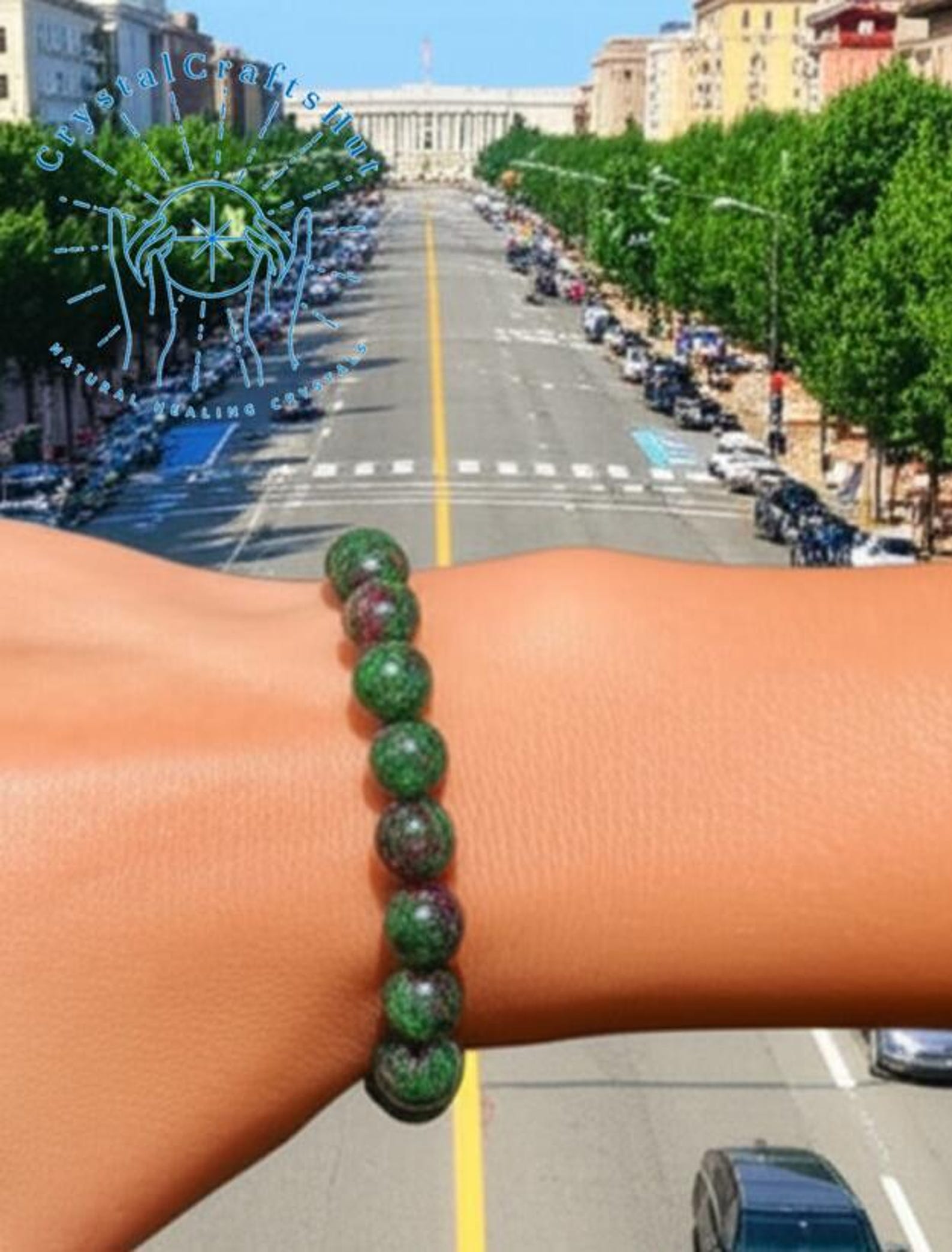 Natural Ruby Zoisite Gemstone Beaded Bracelet, 8mm Stretch Crystal ...