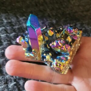Raw Titanium Rainbow Aura Quartz Crystal Cluster | Heart of Steel ...