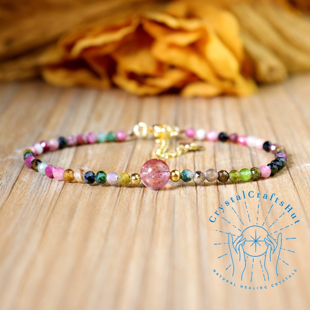 Tourmaline Tiny Stone Bead Bracelet Gemstone Minimalist Bracelet 10MM ...
