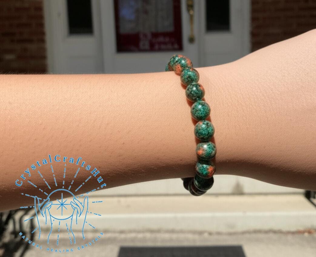 Natural Ruby Zoisite Gemstone Beaded Bracelet, 8mm Stretch Crystal ...