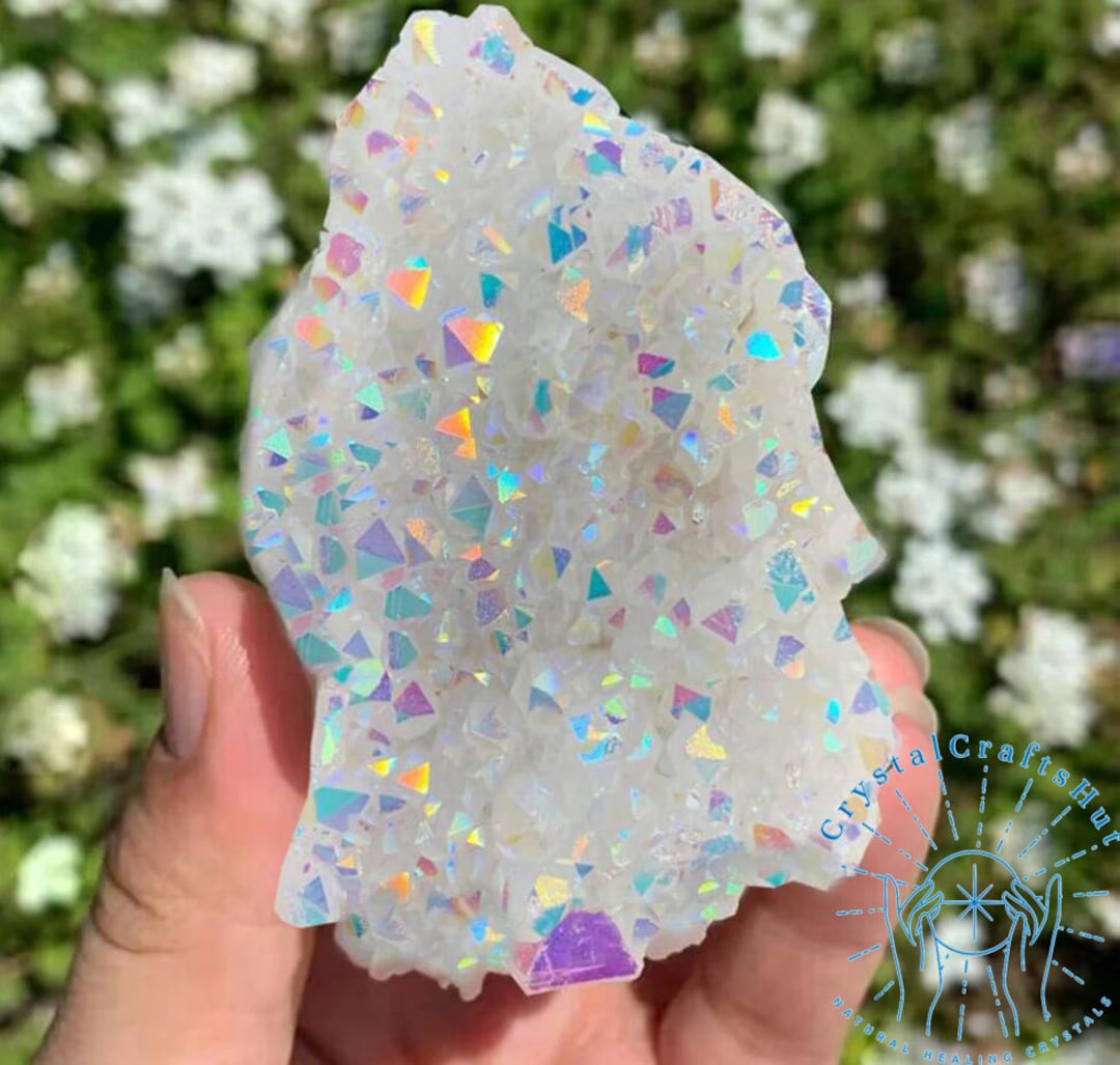 Natural Angel Aura Cluster Aura Quartz Rainbow Cluster Aura Quartz ...