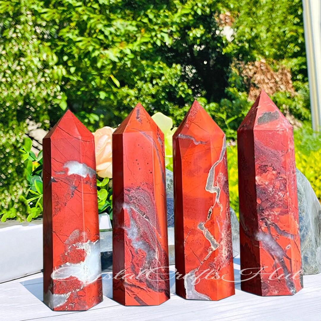 Natural Red Jasper Tower Point Obelisk, Red Jasper Gemstone Tower Point, Throat Chakra Stone ...