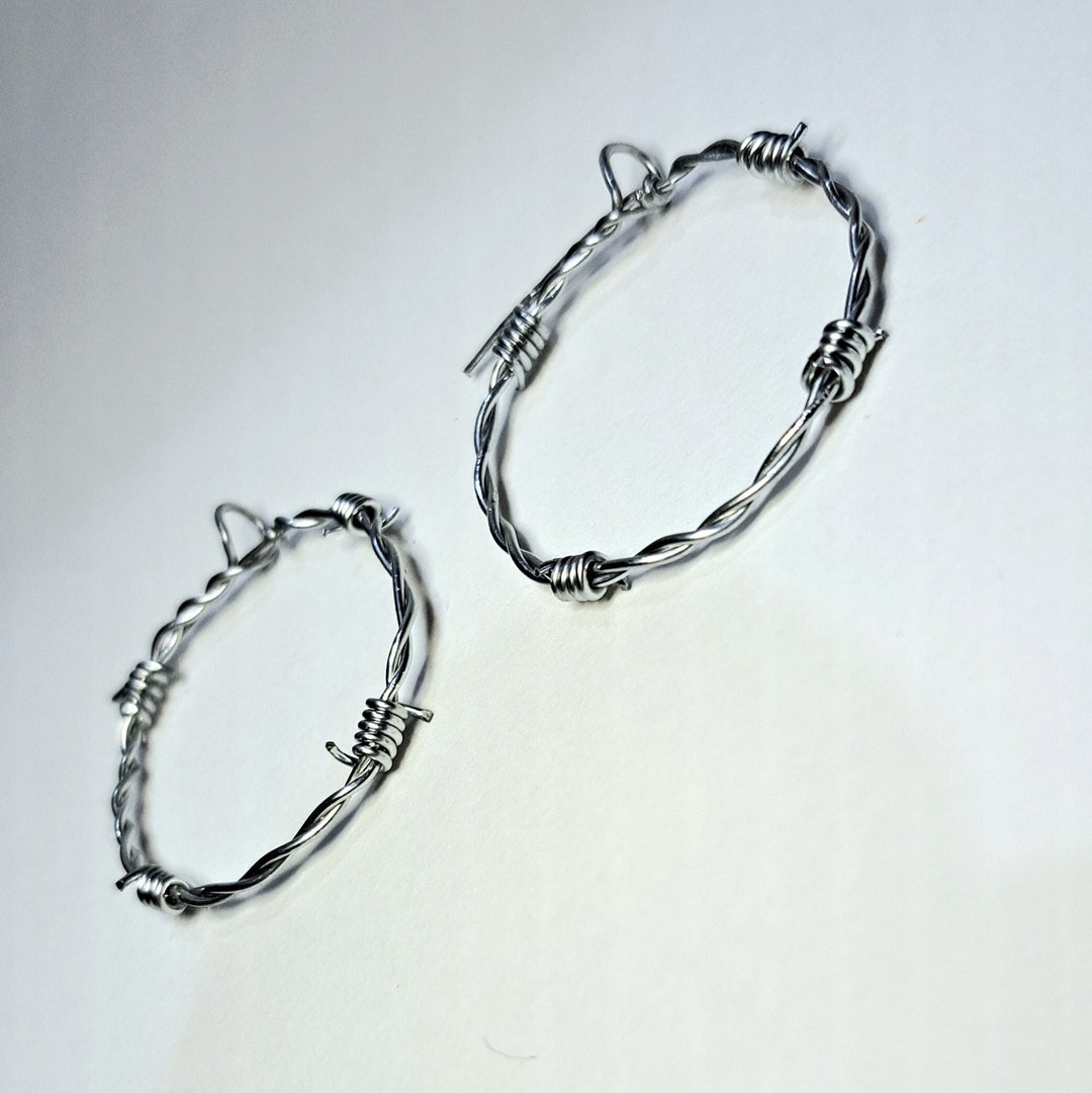 Barbed Wire Hoop Handmade Lightweight Silver Copper Punk Gothic Grunge ...