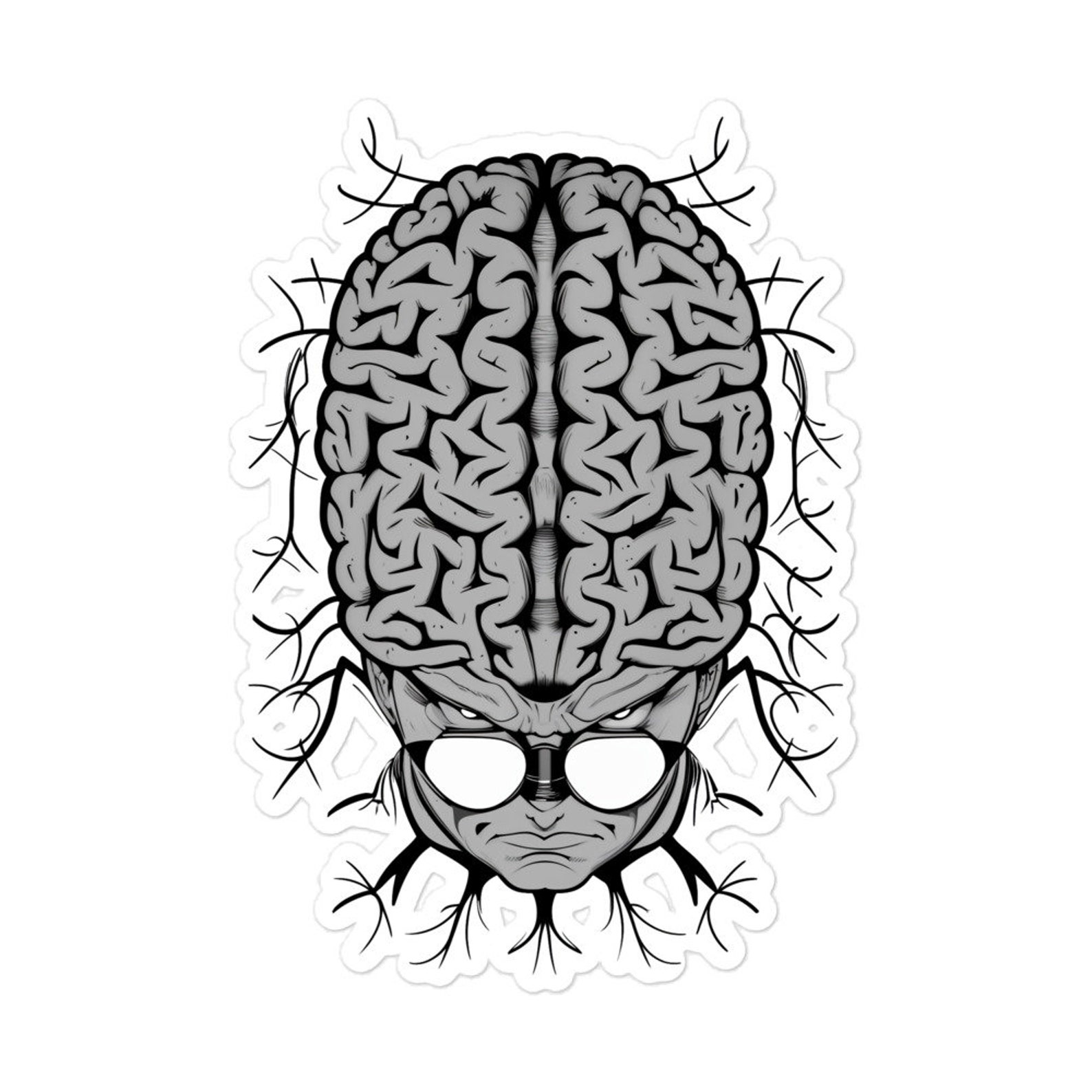 Evil Scientist Brain Head With Sunglasses. Bubble-free Stickers - Etsy