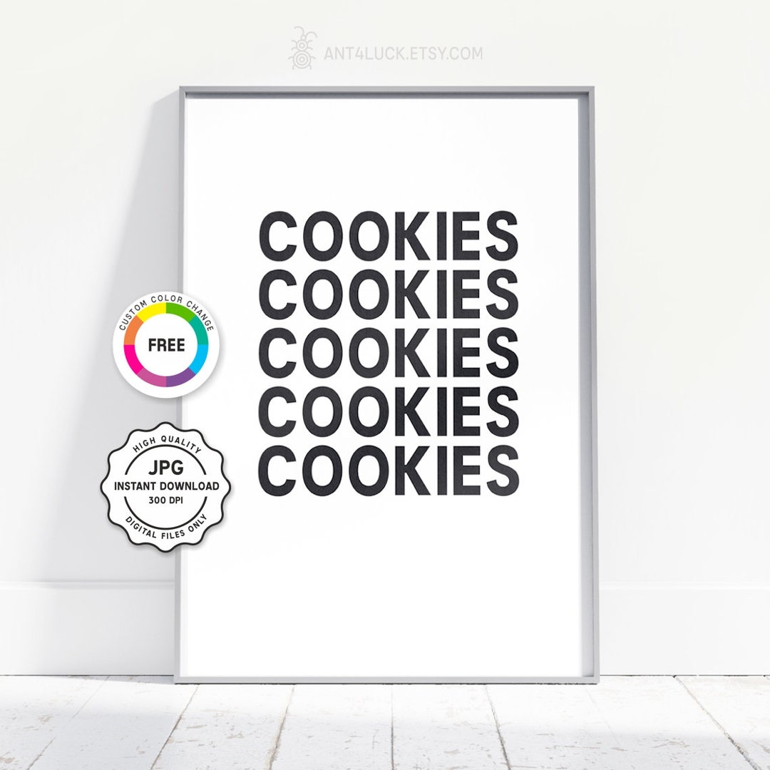 PRINTABLE Art - Cookies, Poster, Wall Art Decor, Letters, Minimal ...