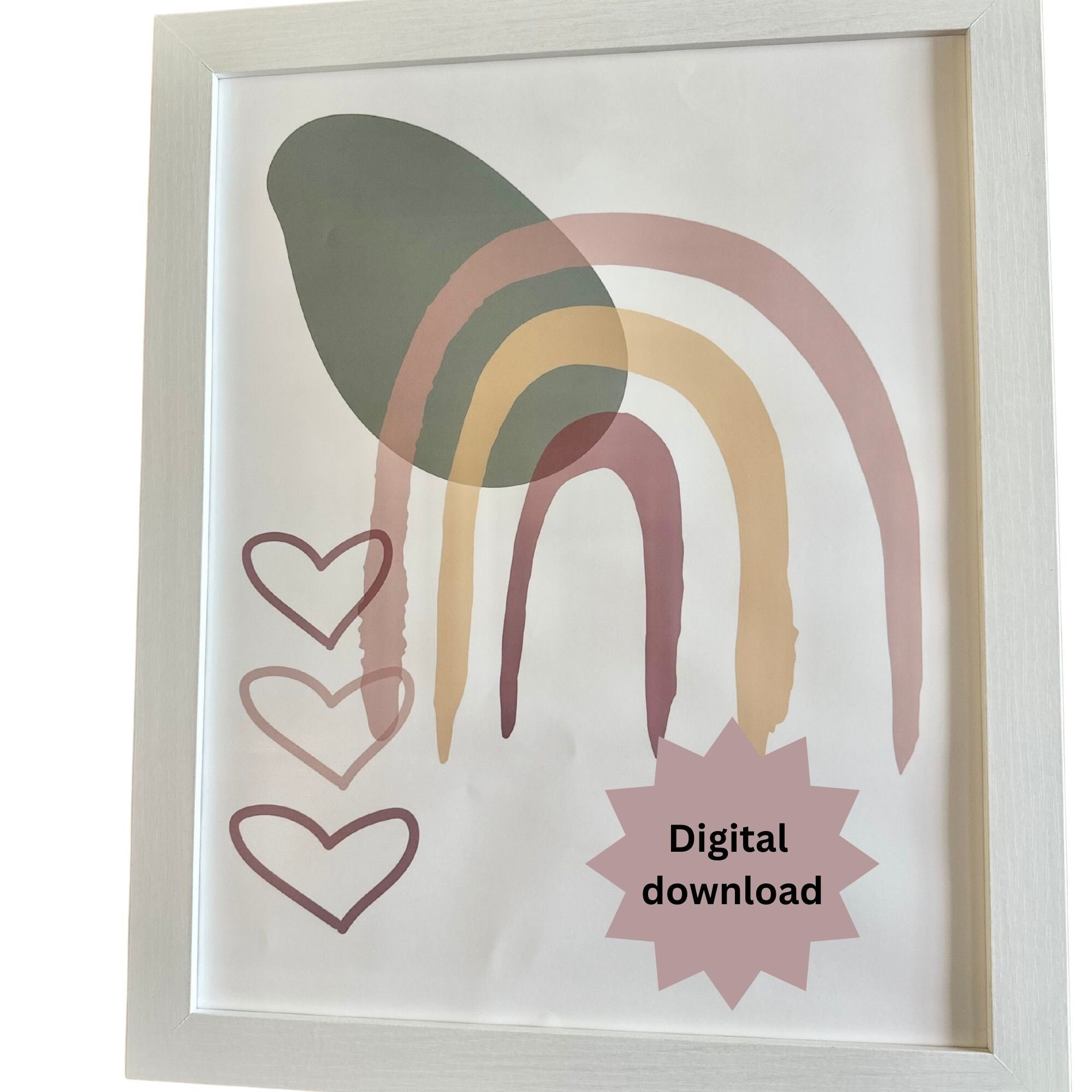 Boho Hearts Rainbow Wall Art Digital Download Boho Decor for Wall ...