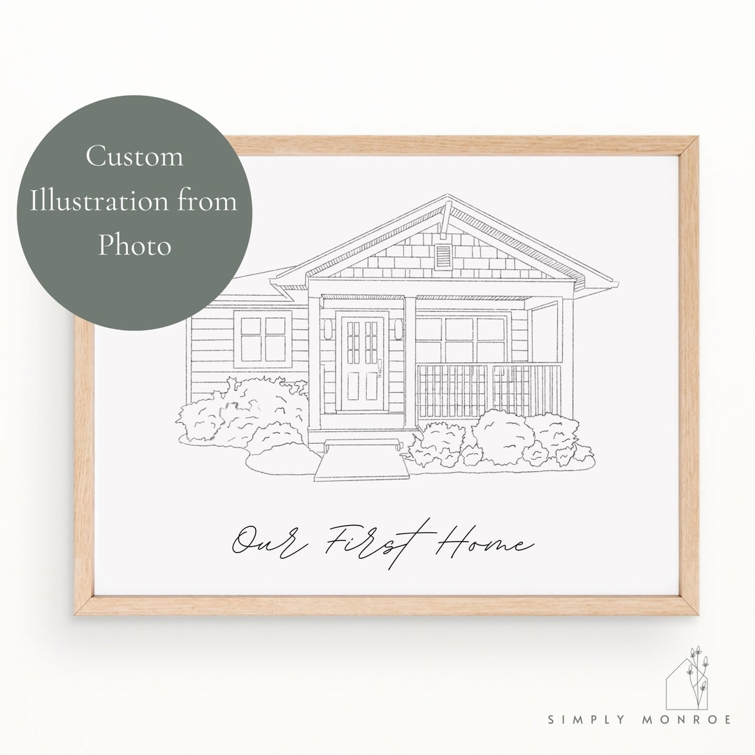 Custom House Sketch, Custom House Illustration, Minimalist House ...